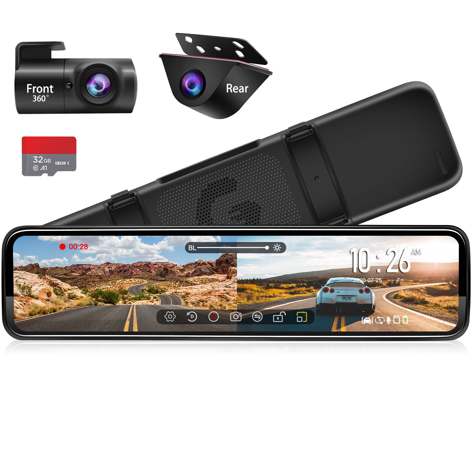 PORMIDO 12" Mirror Dash Cam: Drive Safer with Enhanced Clarity