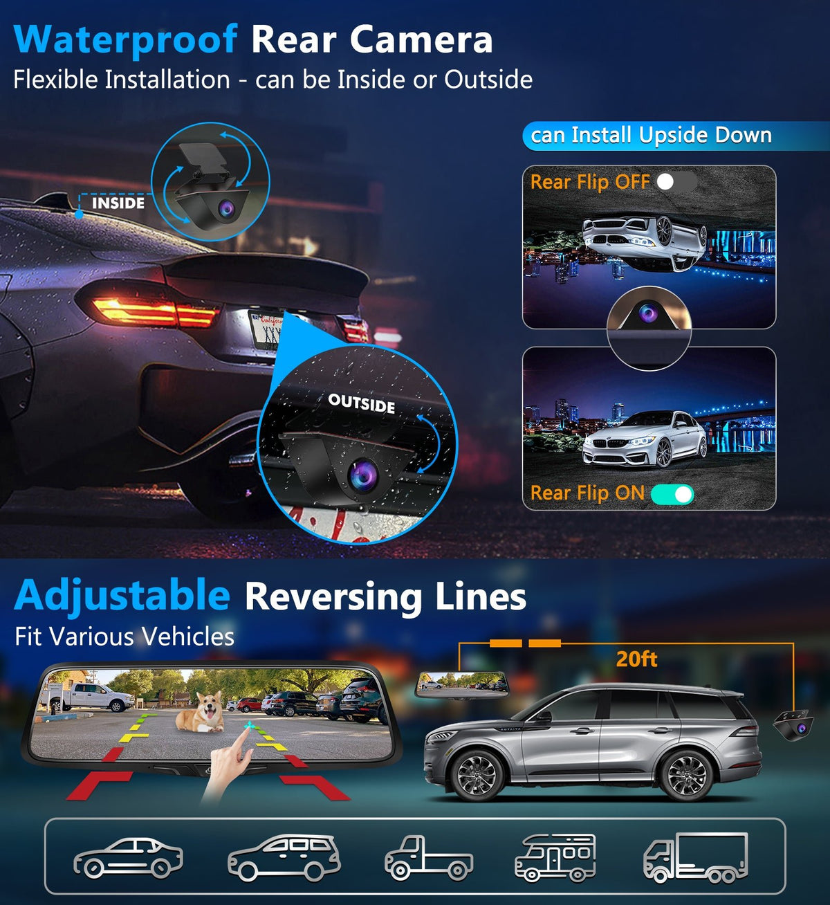 PORMIDO D80 2K Smart OEM Rearview Mirror Dashcam with WDR